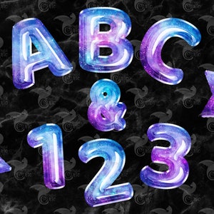 Galaxy Foil Balloon Alphabet Clip Art – Iridescent PNG Graphics ...
