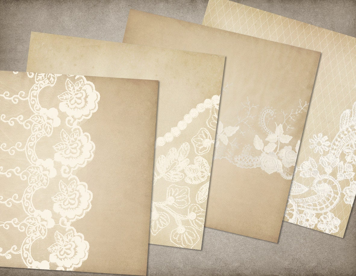 Vintage Ivory Lace Digital Paper, Shabby Chic Wedding (digital Download ...