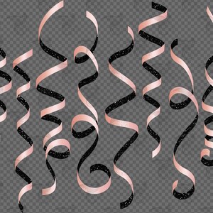 Blush and Black Glitter Ribbon Clip Art - Pink Curling Ribbons in Png ...