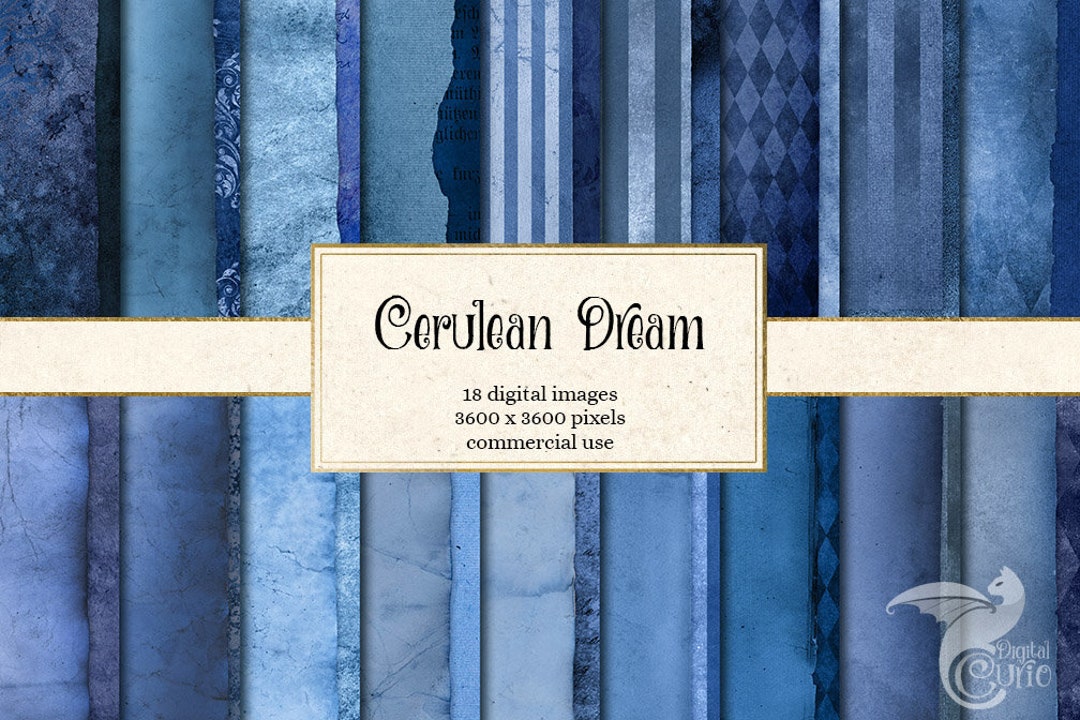 Cerulean Dream Digital Paper, Blue Old Paper Textures Vintage ...