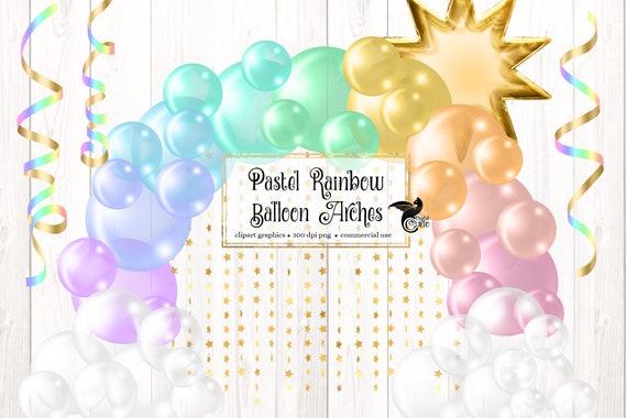 Pastel Rainbow Balloon Arch Clipart Balloon Png Digital - Etsy