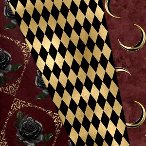 Gold Gothic Digital Paper, Skull Damask Halloween Scrapbook Paper ...