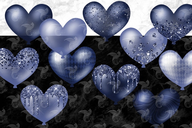 Navy Heart Balloons Clipart Digital Clip Art Graphics for | Etsy