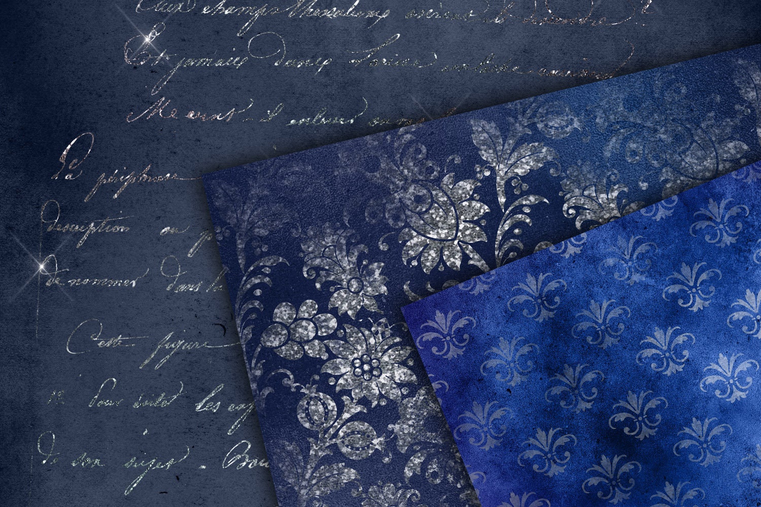 Distressed Blue and Silver Foil Digital Paper (digital Download) - Etsy