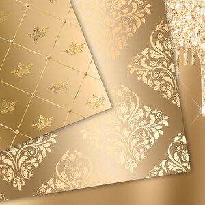 Gold Bling Digital Paper, Glitter and Foil Backgrounds With Metallic ...