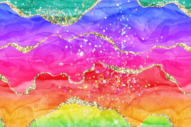 Rainbow Glitter Agate Digital Paper Jewel Holographic Rainbow - Etsy