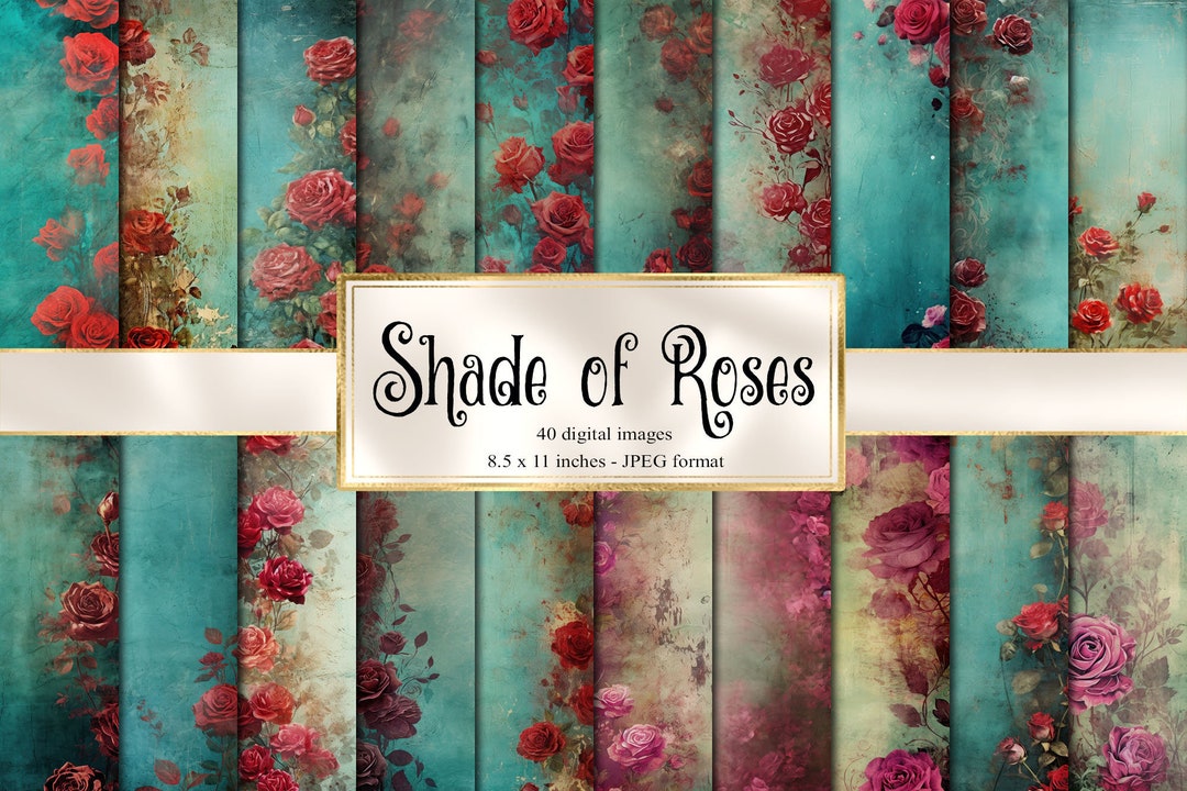 Shade of Roses Journal Paper, Shabby Notebook Digital Paper Garden ...
