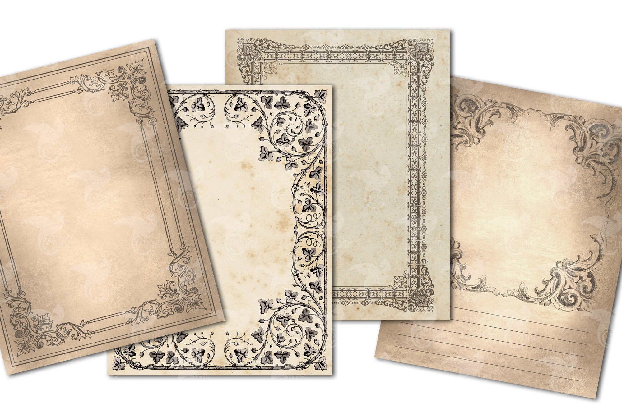 Distressed Framed Journal Paper Notebook Digital Paper Grunge - Etsy