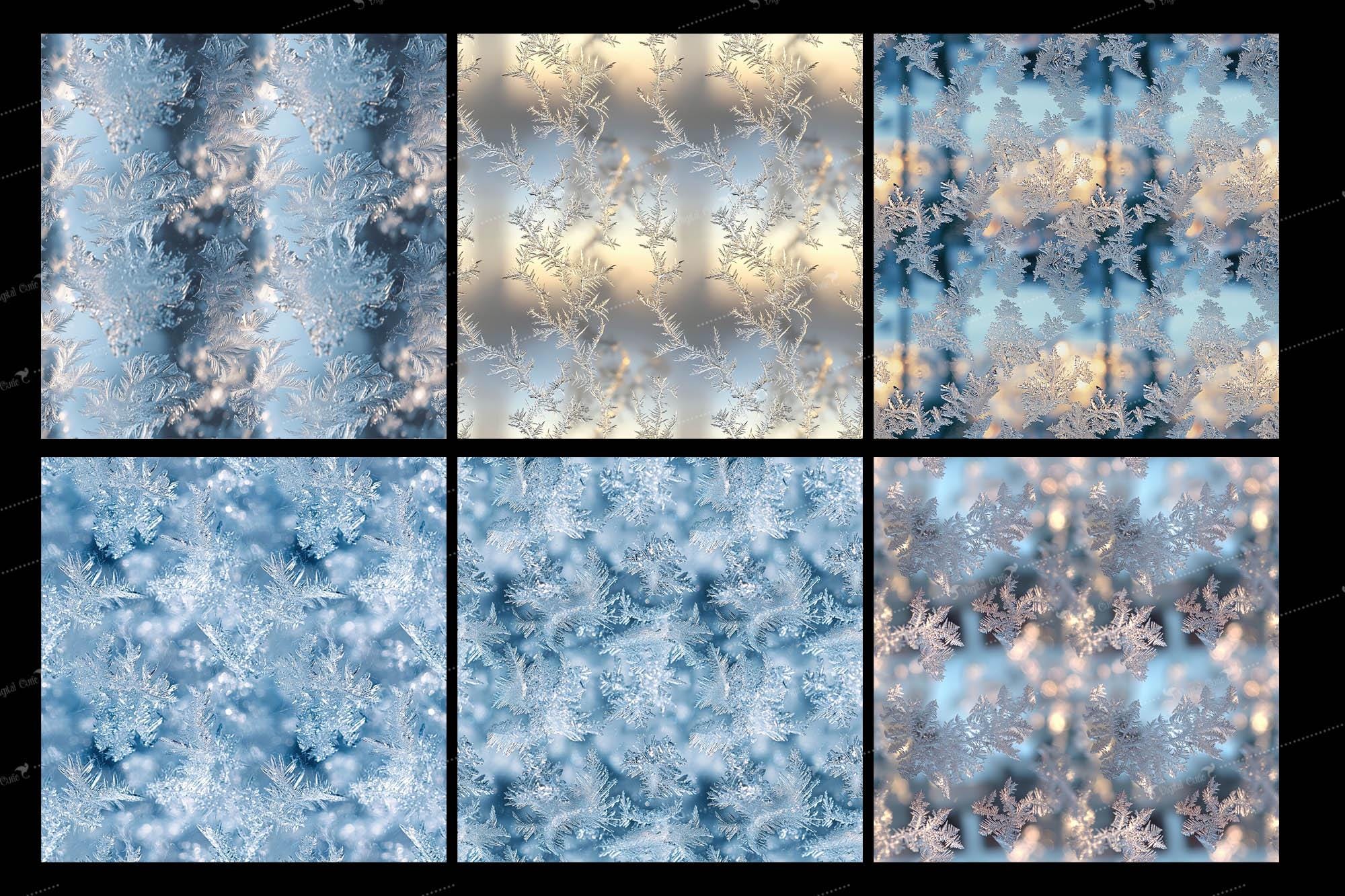 Frost Textures Digital Paper - Ice and Snowflake Frozen Seamless ...