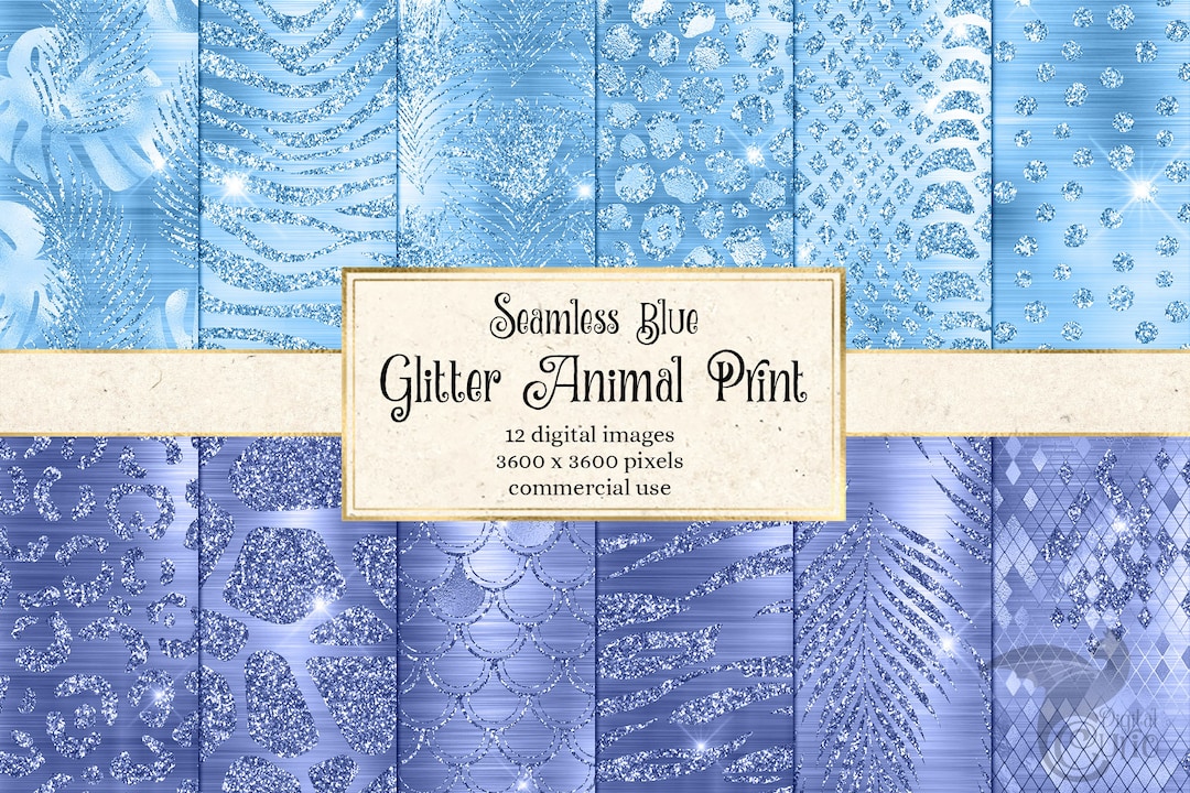 Blue Glitter Animal Print Digital Paper – Seamless Glam Textures ...