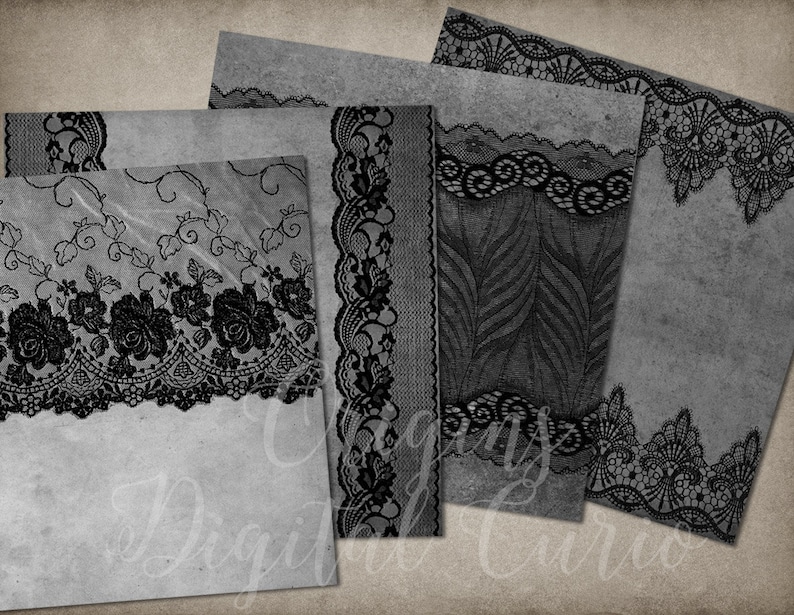 Black Lace Digital Paper Lace Backgrounds Victorian Gothic - Etsy