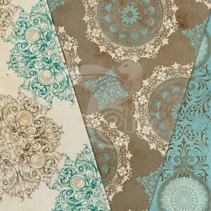 Mystic Damask Digital Paper - Vintage Antique Distressed Seamless ...