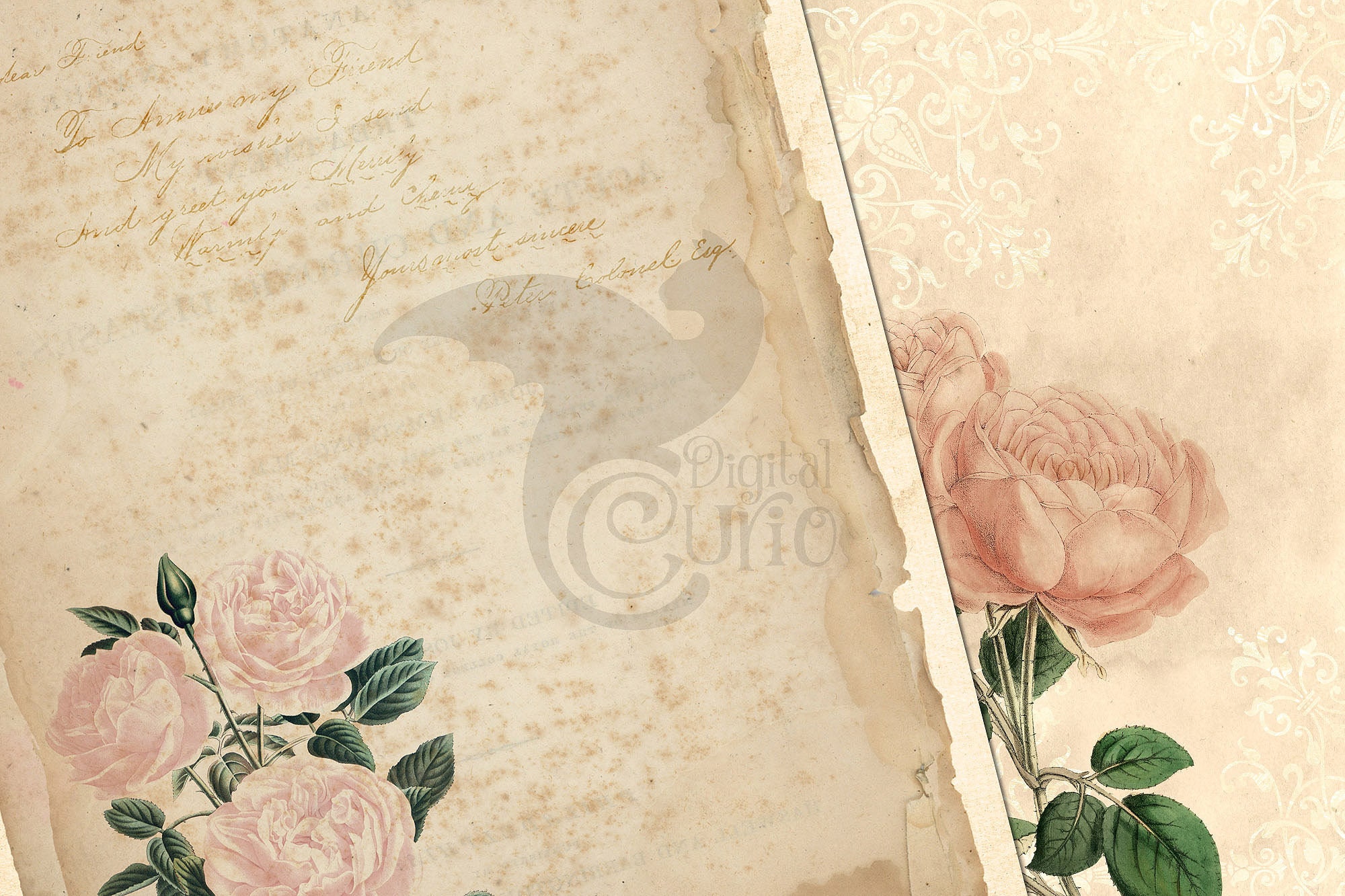 Printable Old Rose Paper Textures vintage rustic shabby | Etsy