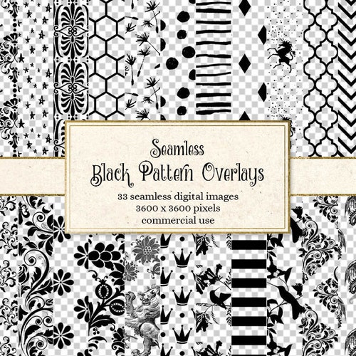 Black Pattern Overlays 2 Seamless PNG Transparent Patterns - Etsy
