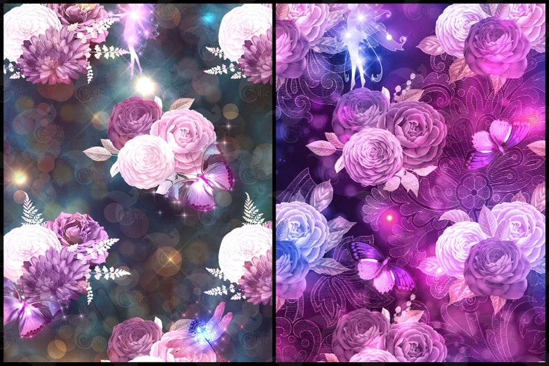 Fae Garden Digital Paper Seamless Magic Fantasy Backgrounds - Etsy