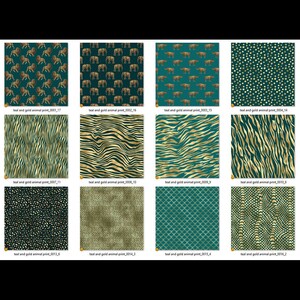 Teal and Gold Animal Skins Digital Paper, Seamless African Animal Print ...