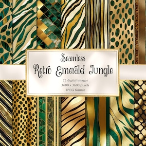 Retro Emerald Jungle Digital Paper, Seamless Textures With Jungle ...
