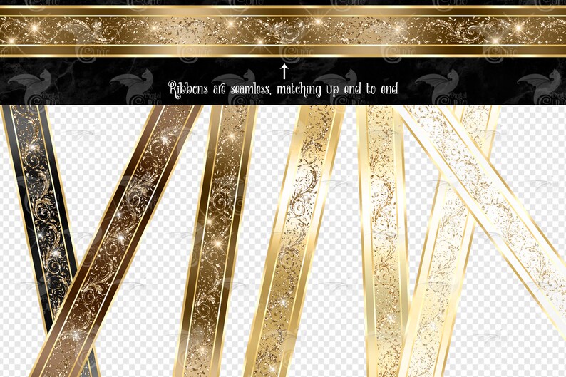 Gold Glam Ribbons and Bows Clipart Cute Christmas or - Etsy