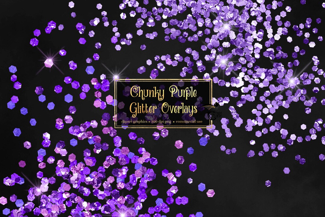 Chunky Purple Glitter Overlays, Digital Glitter Png Overlays, Clip Art ...