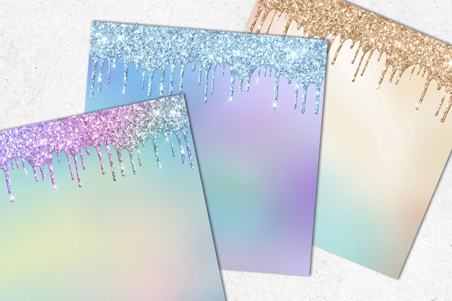 Rainbow Glitter Drips Digital Paper, Ombre Backgrounds (digital ...