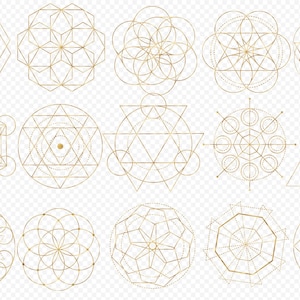 Gold Sacred Geometry Clipart, Universe Geometric Designs in PNG Format ...