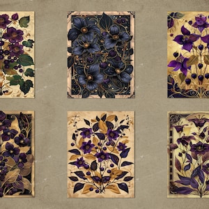 Nightshade Journal Paper, Notebook Digital Paper Art Nouveau Gothic ...