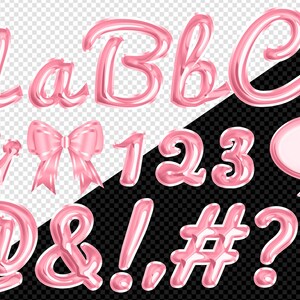 Pink Foil Balloon Script Alphabet Clip Art - Digital Instant Download ...