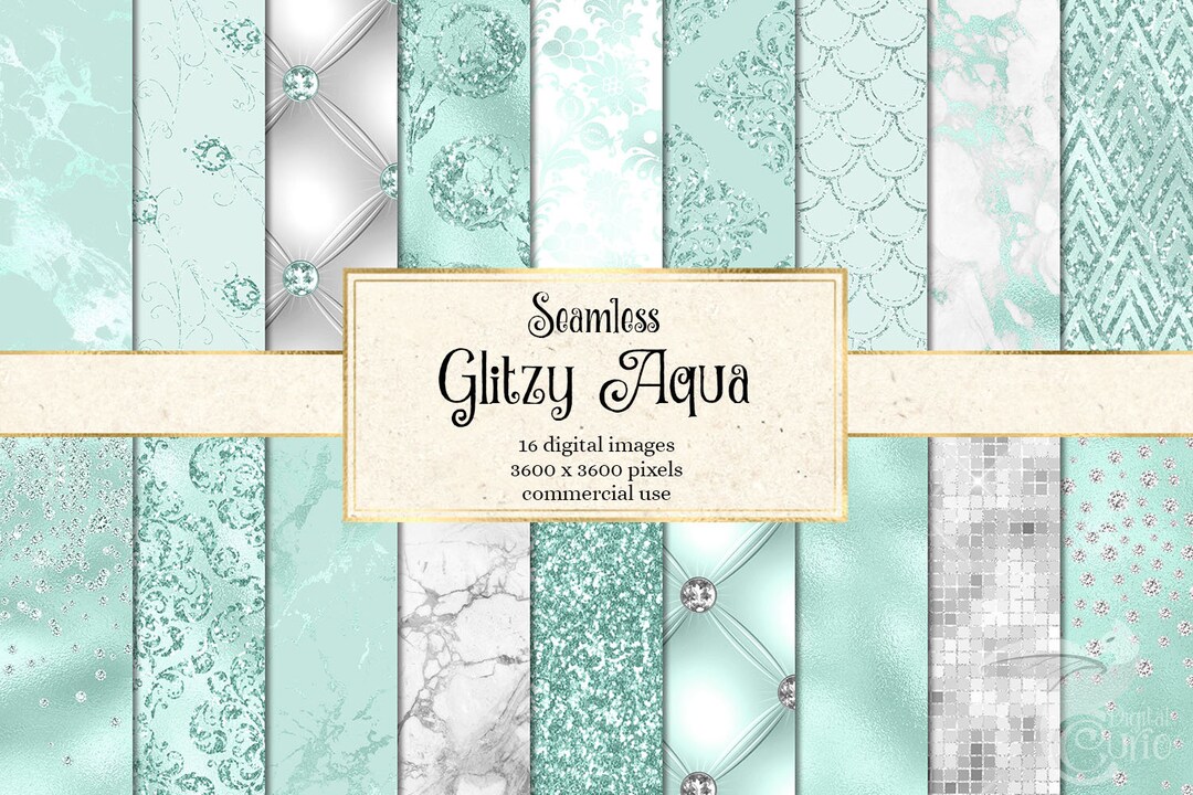 Aqua Glitter Digital Paper, Marble Foil Textures (digital Download) - Etsy