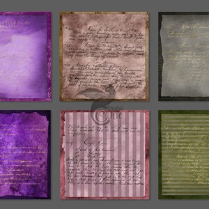 Gold Letters Digital Paper - Vintage Handwritten Letters, Magic Spell ...