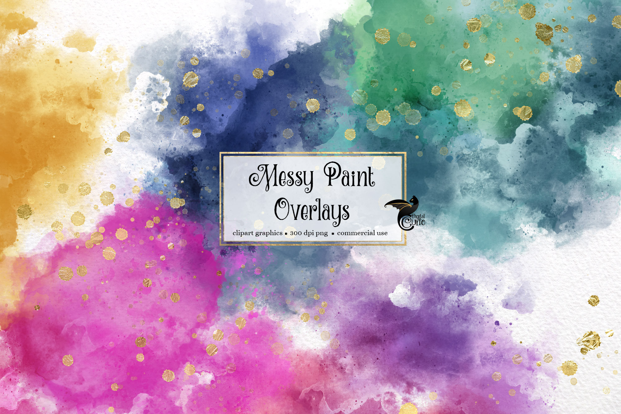Messy Paint Overlays Colorful Watercolor Clip Art Splashes - Etsy