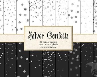Silver Confetti Digital Paper. Silver Glitter Confetti Digital - Etsy