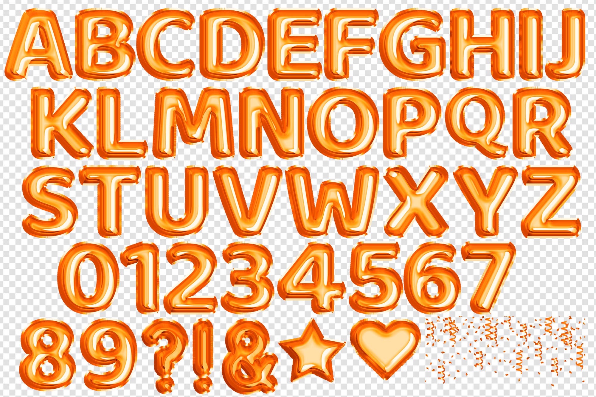 Orange Foil Balloon Alphabet Clip Art - digitale instant ...