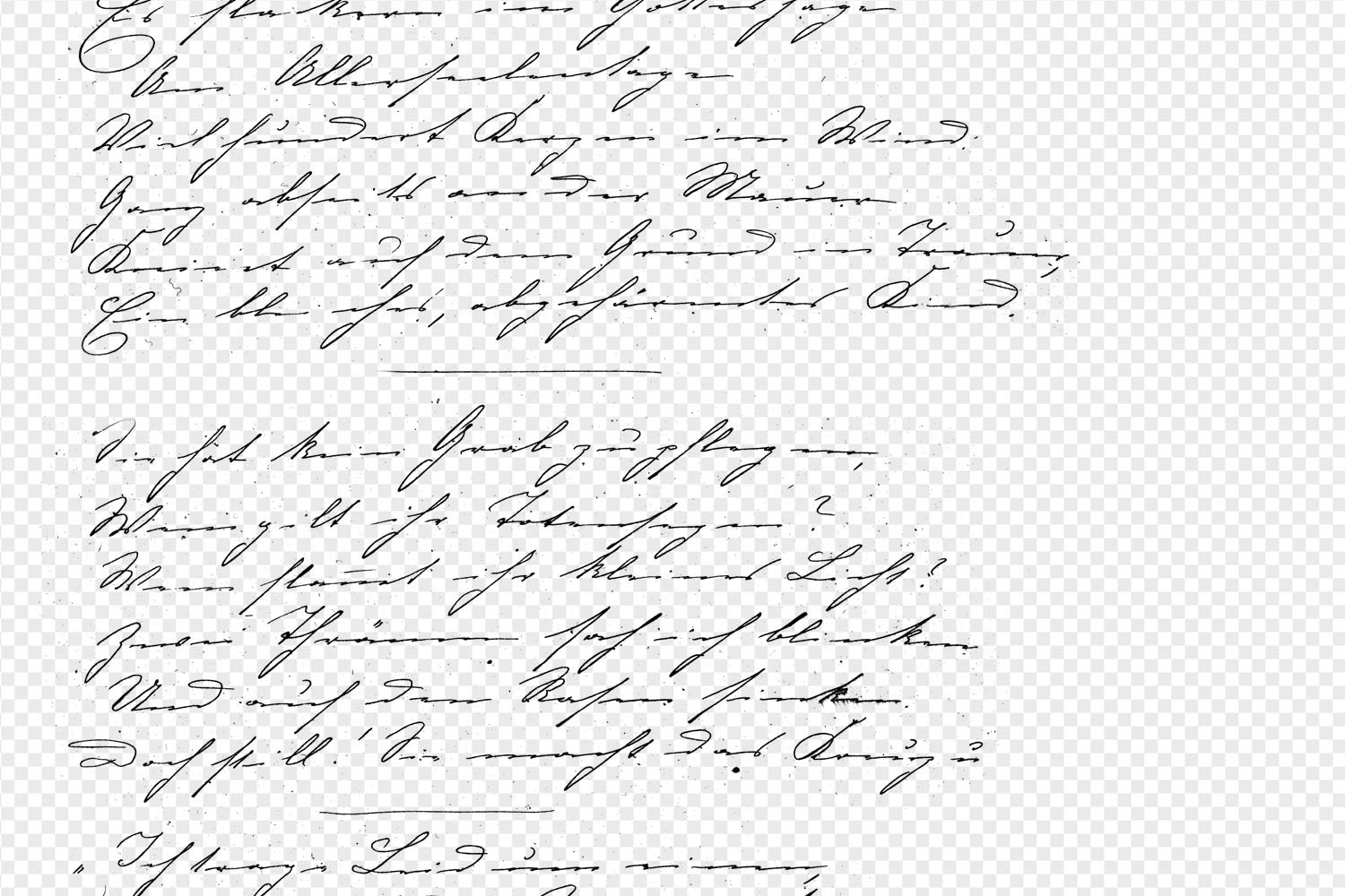 Antique German Handwriting Overlays, Poetry Ephemera (PNG, Digital ...