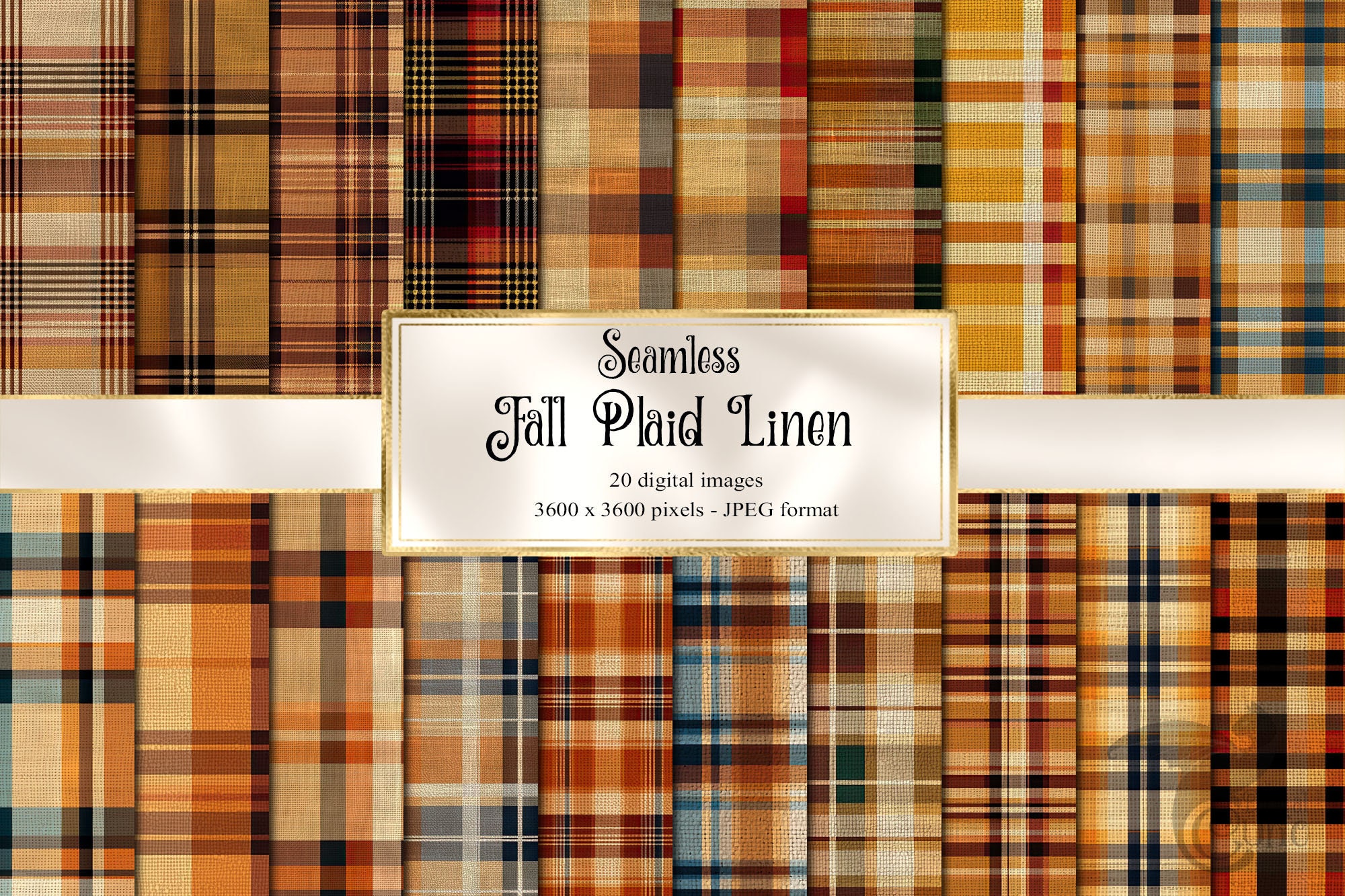 Fall Plaid Linen Digital Paper, Seamless Autumn Textures (digital ...