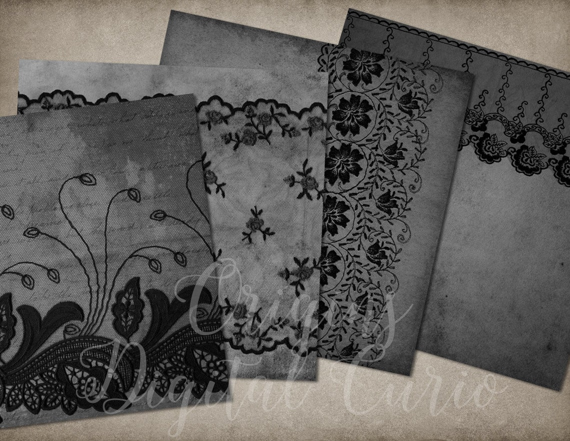 Black Lace Digital Paper Lace Backgrounds Victorian Gothic - Etsy