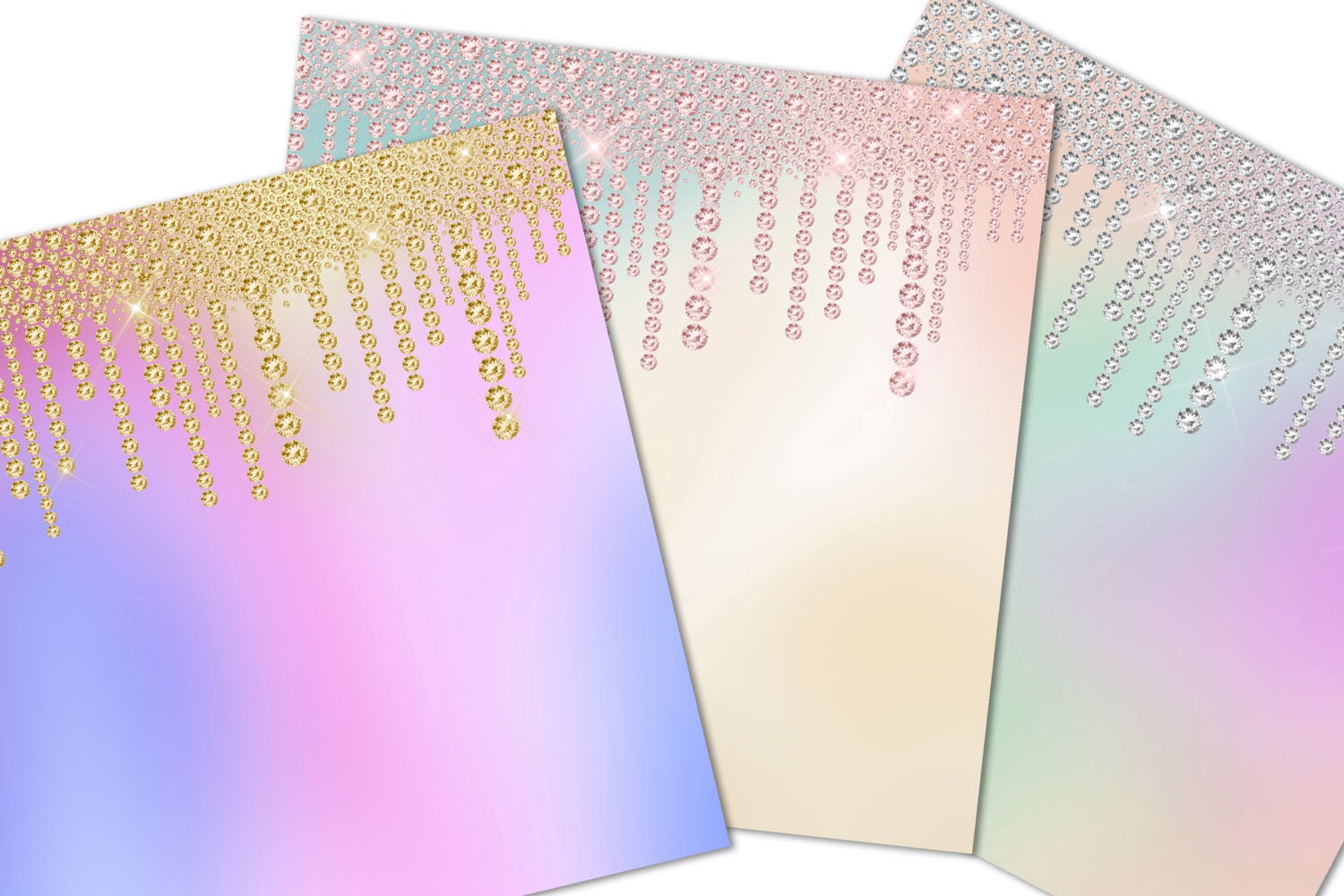 Rainbow Diamond Drips Digital Paper ombre backgrounds with | Etsy