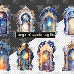 Watercolor Celestial Doors Clipart – Fantasy Magic PNG (digital ...