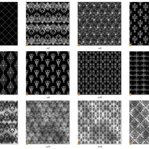 Victorian Black and Silver Digital Paper, Ornate Seamless Patterns With ...
