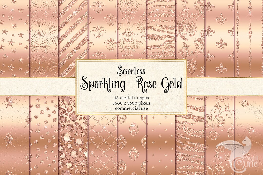 Sparkling Rose Gold Digital Paper Seamless Glitter Patterns With Animal ...