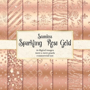Sparkling Rose Gold Digital Paper Seamless Glitter Patterns With Animal ...