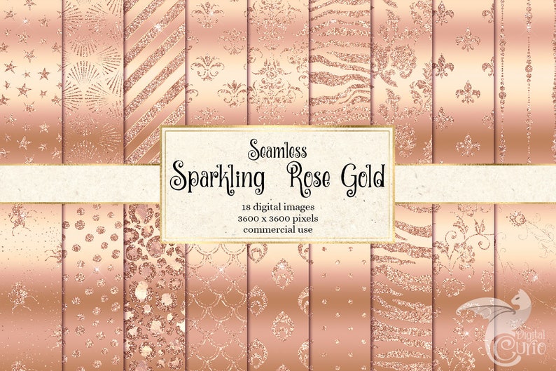 Sparkling Rose Gold Digital Paper Seamless Glitter Patterns - Etsy