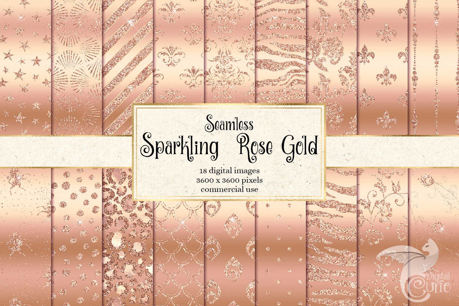 Sparkling Rose Gold Digital Paper Seamless Glitter Patterns | Etsy