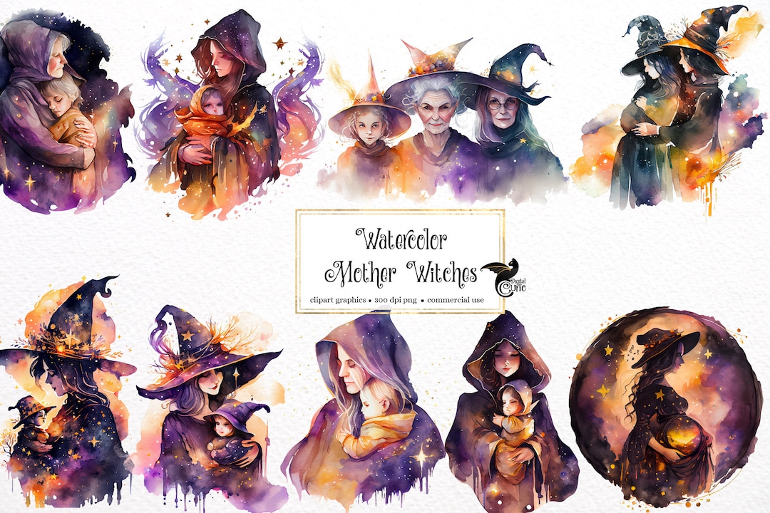 Watercolor Mother Witch Clipart – Fantasy PNG Images (digital Download ...