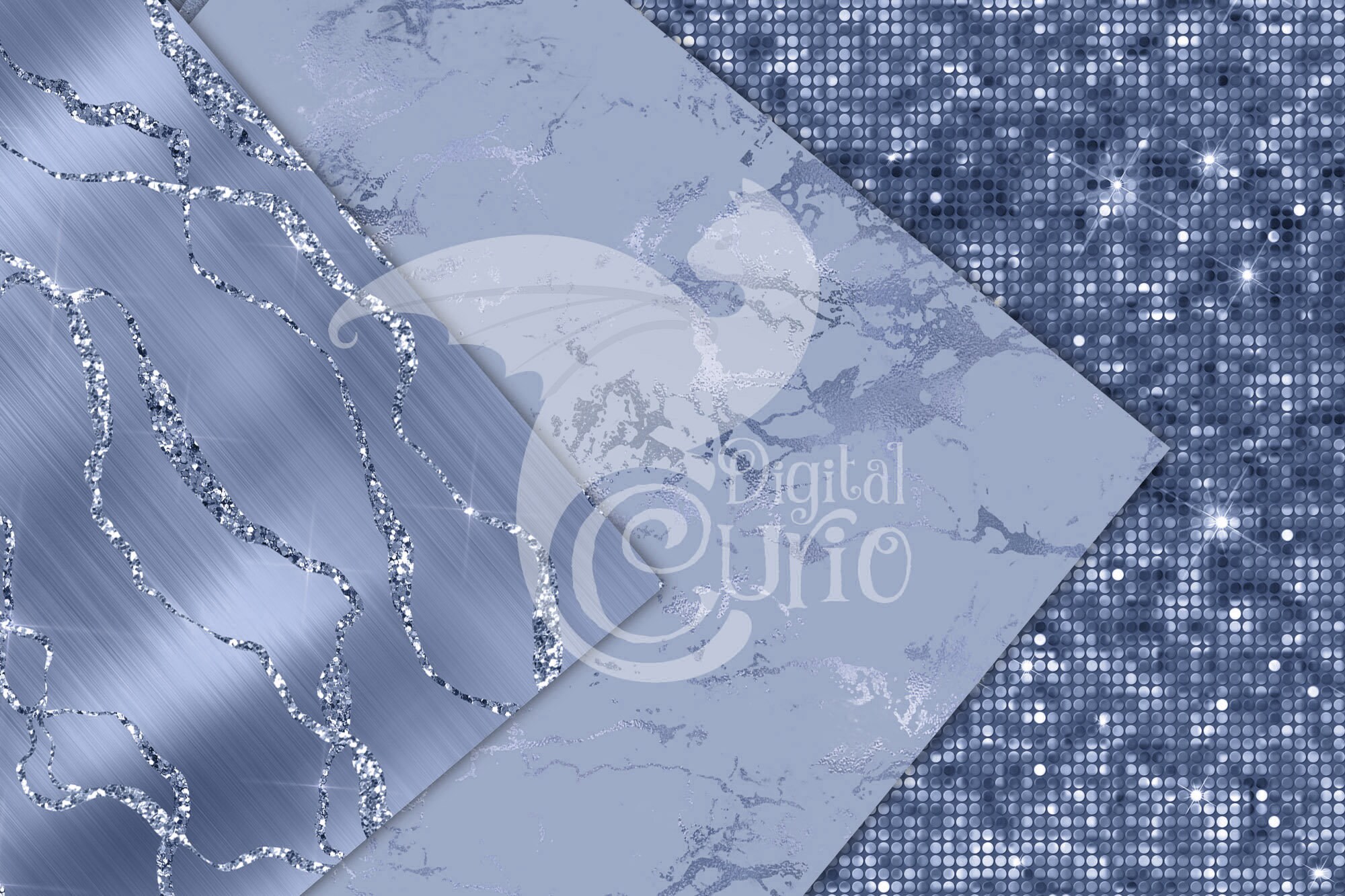 Dusty Blue Metallic Digital Paper, Glitter Sequins Textures (digital ...