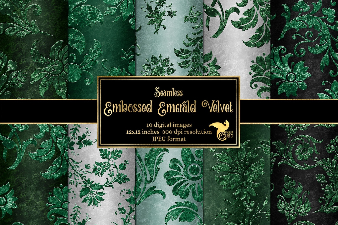 Embossed Emerald Velvet Digital Paper - Seamless Antique Backgrounds ...
