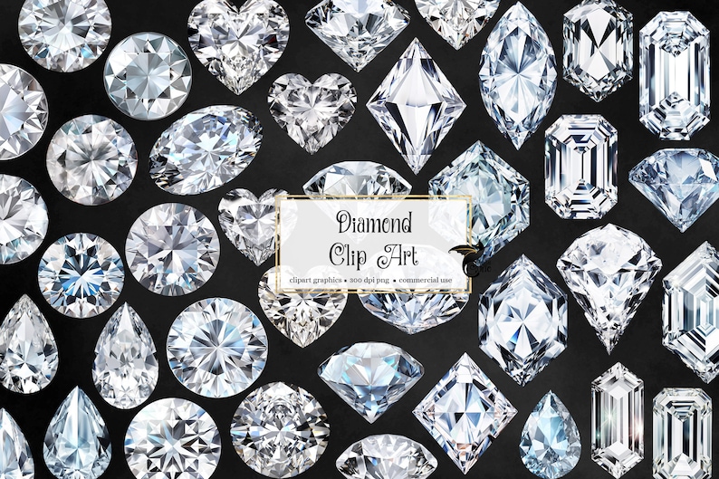 Diamond Clipart Graphics – Gemstone Collage Sheets (digital Download ...