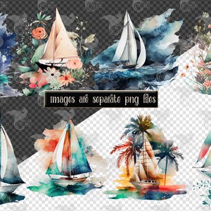 Watercolor Sailboats Clipart - Cute Nautical Ocean Sailing Clip Art ...