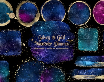 Blue and Gold Watercolor Elements Clipart Watercolour Frames | Etsy