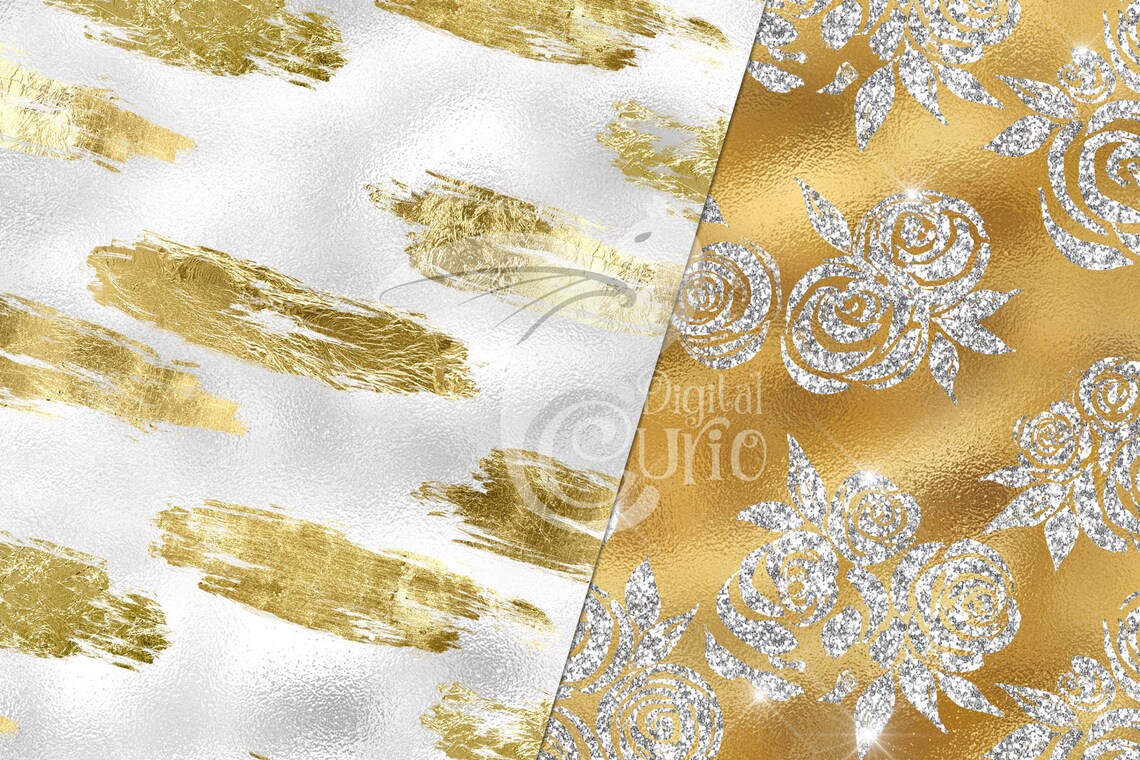 White and Gold Glam Digital Paper Seamless White and Gold - Etsy