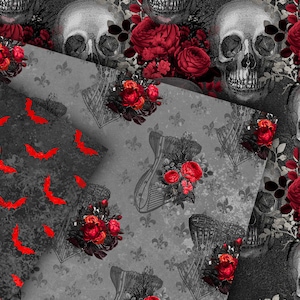 Vampire Romance Digital Paper, Halloween Digital Paper, Seamless ...